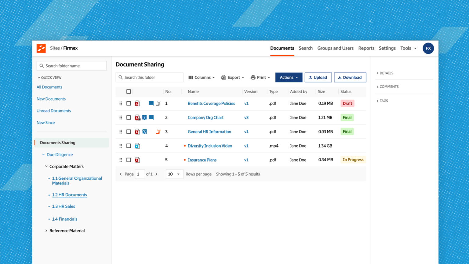 Firmex Virtual Data Room Overview | datarooms.org